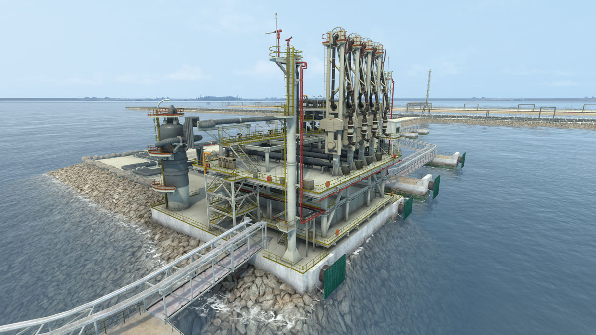 Ras Laffan port. LNG terminal 3D model.