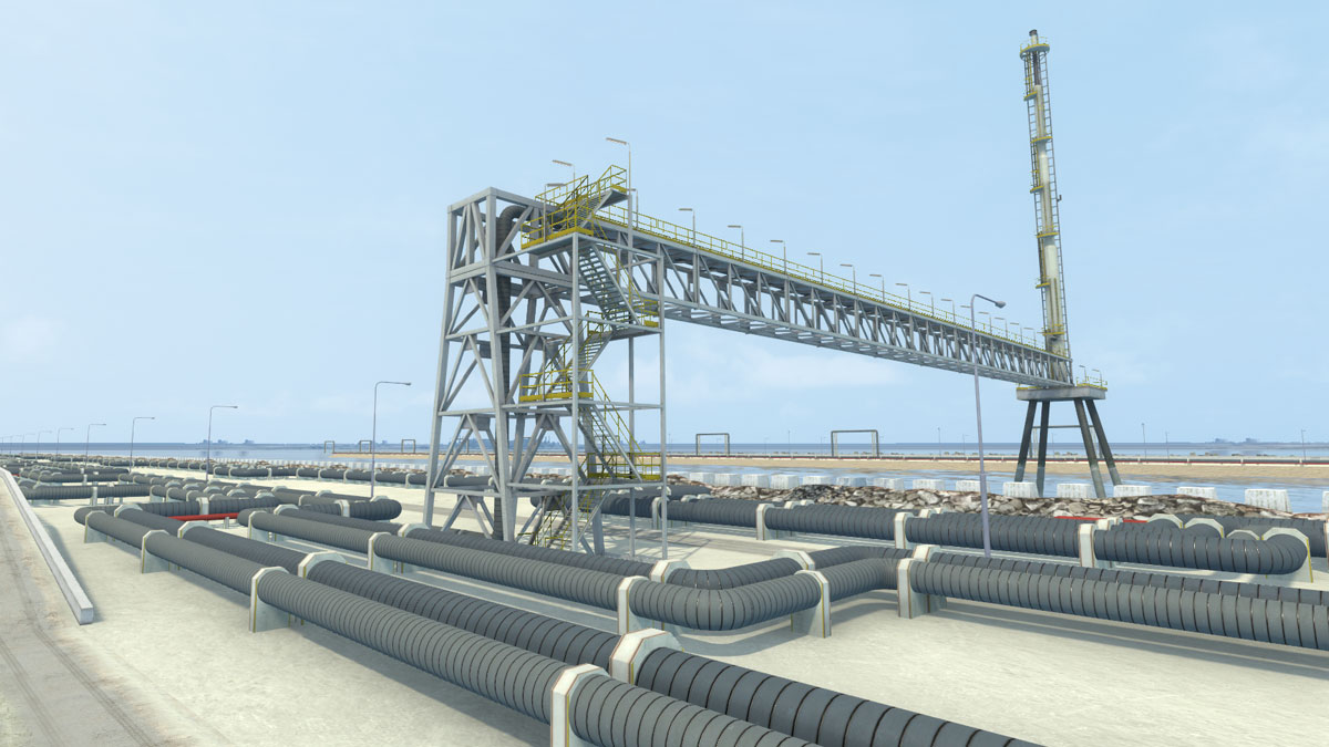 Ras Laffan port. LNG terminal 3D model.