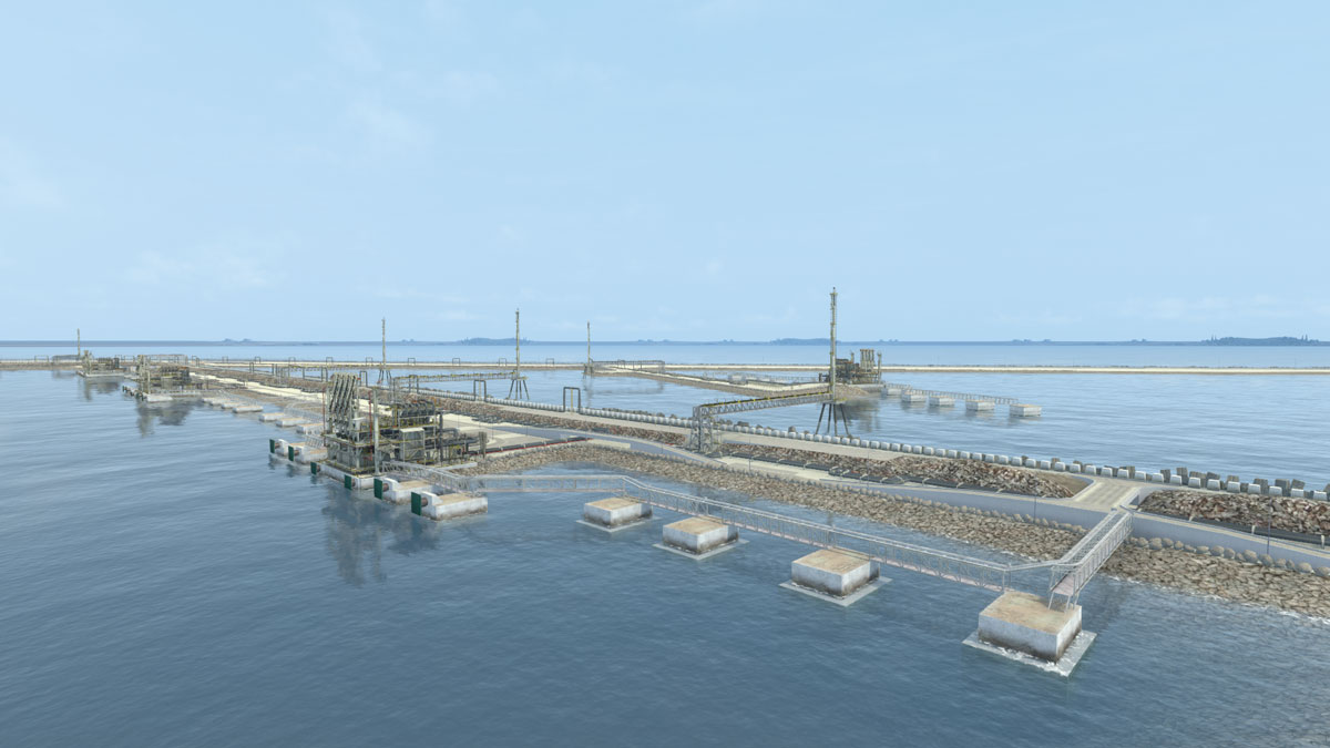 Ras Laffan port. LNG terminal 3D model.